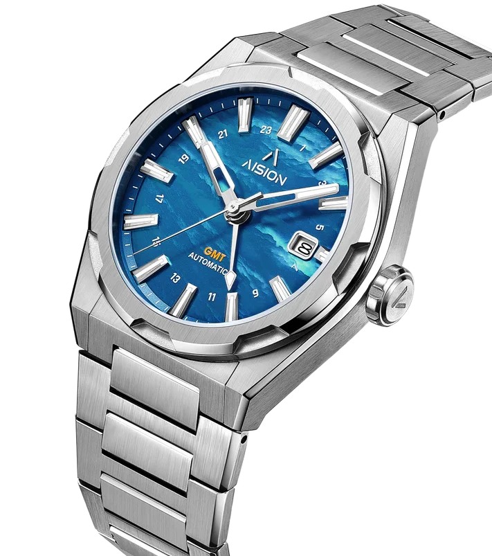 AISION HANG GMT - Blue MOP Dial – bigtimesgp